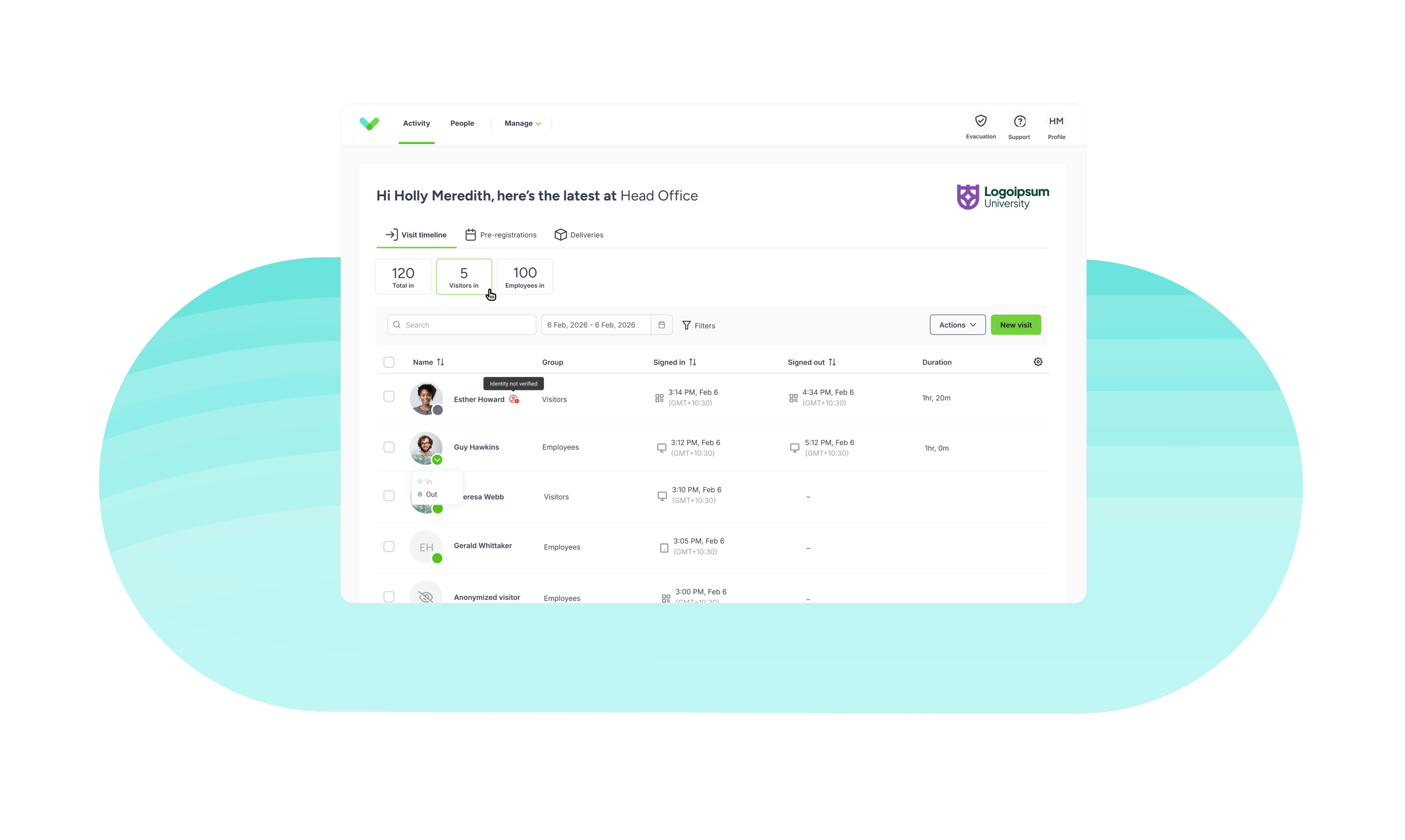 Activity Dashboard with Real-Time Monitoring | Sign In App